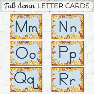 Fall Preschool Printable Letter Cards. Alphabet Classroom Decor for ...