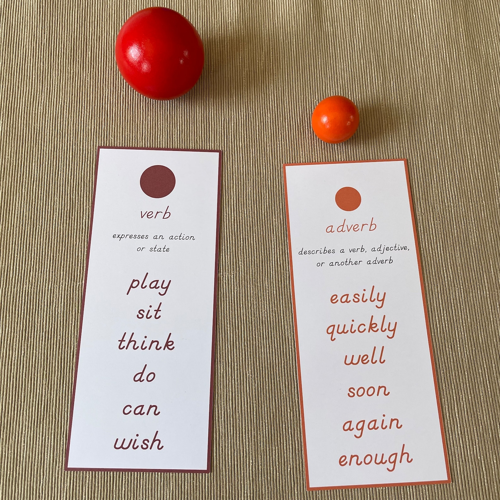 Montessori Parts of Speech Chart and Cards. Grammar Symbols Printable ...