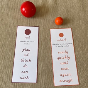 Montessori Parts of Speech Chart and Cards. Grammar Symbols Printable ...