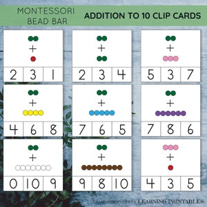 Montessori Addition Colored Beads Clip Cards. Montessori Printable Math ...