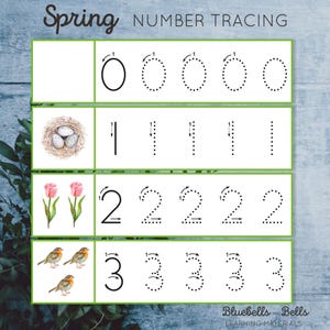 Spring Printable Number Tracing Strips. Spring Preschool and ...