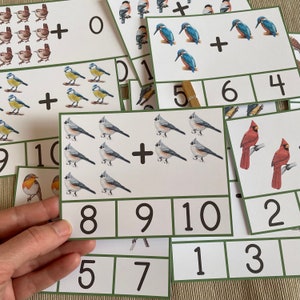 Birds Count and Clip Cards Addition 1-10. Montessori Spring Printable ...