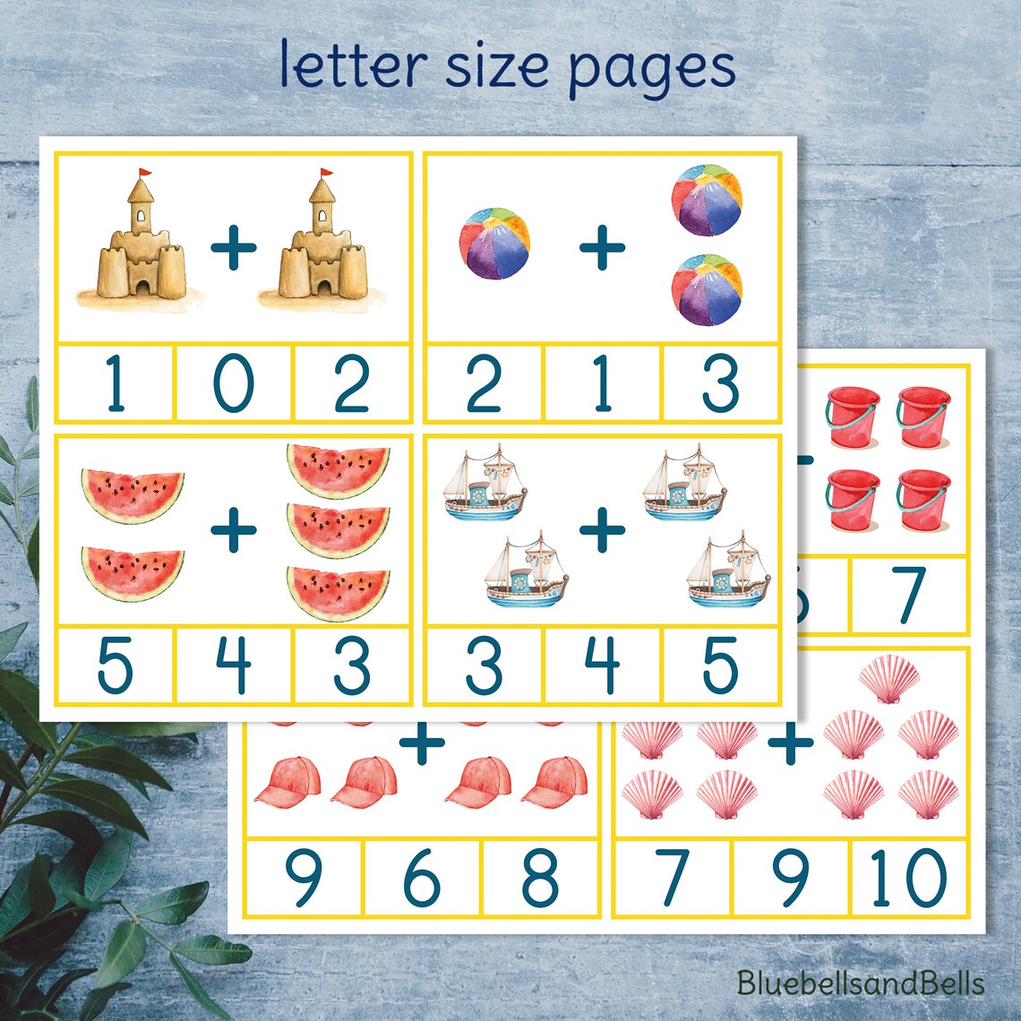 Montessori Summer Printable Addition Clip Cards. Preschool and | Etsy