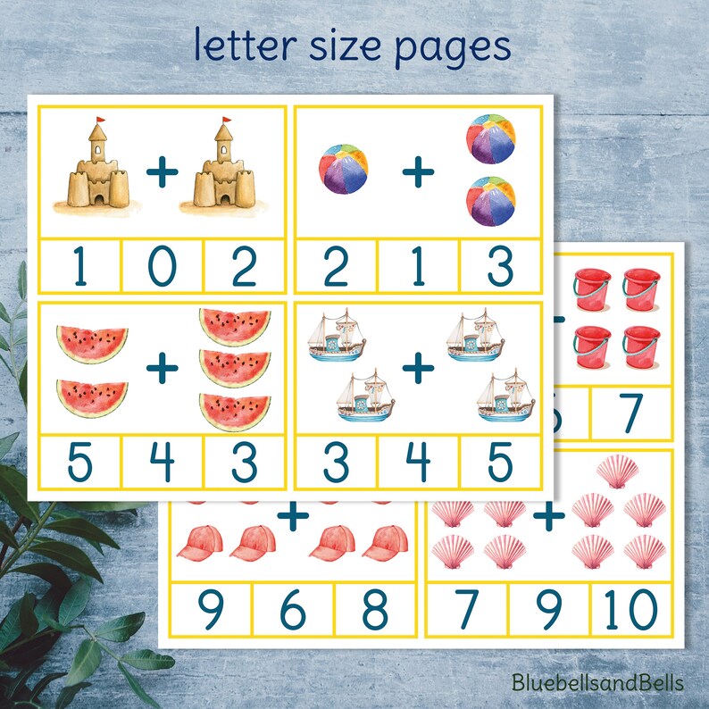 Montessori Summer Printable Addition Clip Cards. Preschool and | Etsy