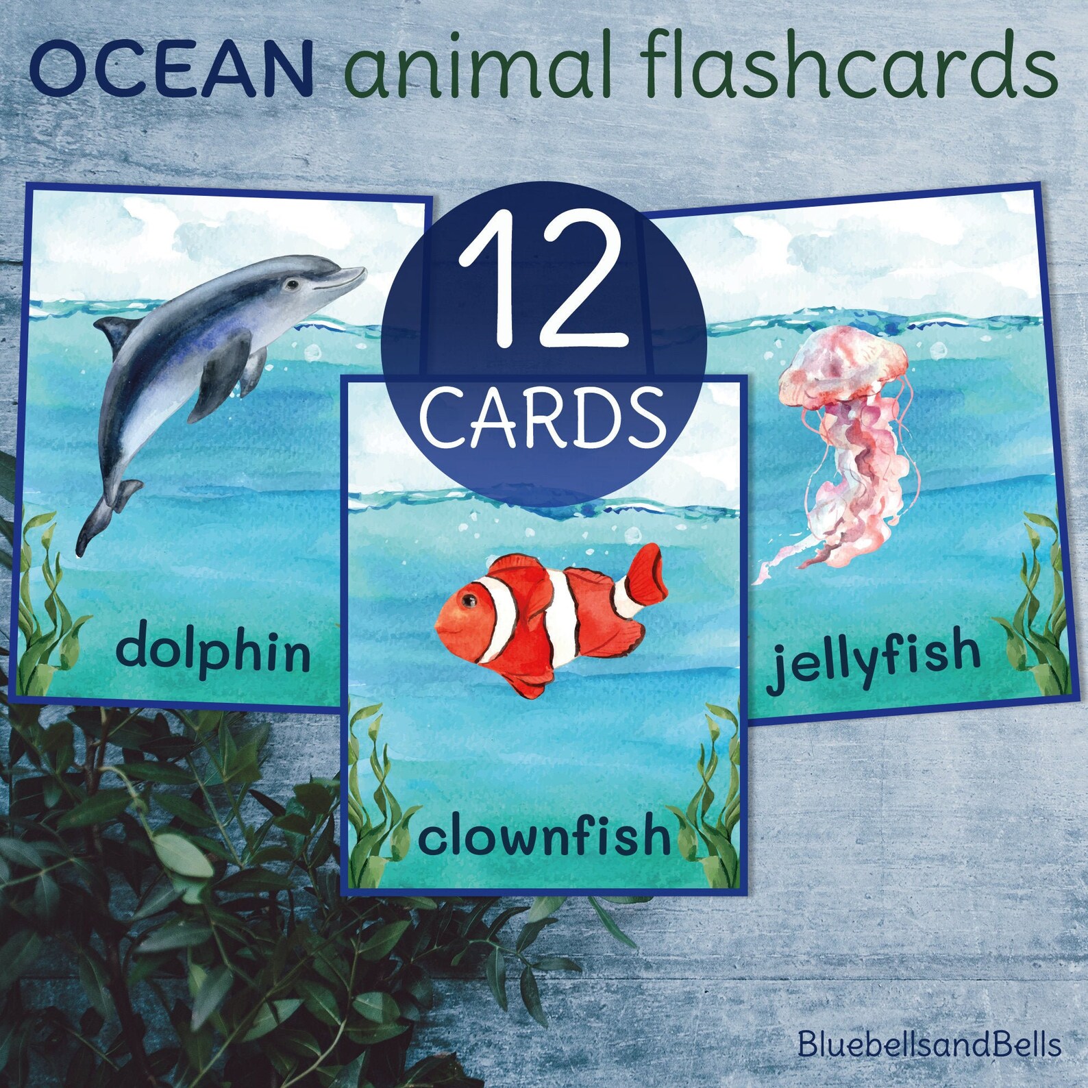 Printable Ocean Animals Flashcards for Toddlers and - Etsy