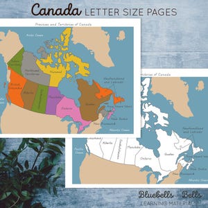 Canada Montessori Maps Provinces and Territories Cards. - Etsy