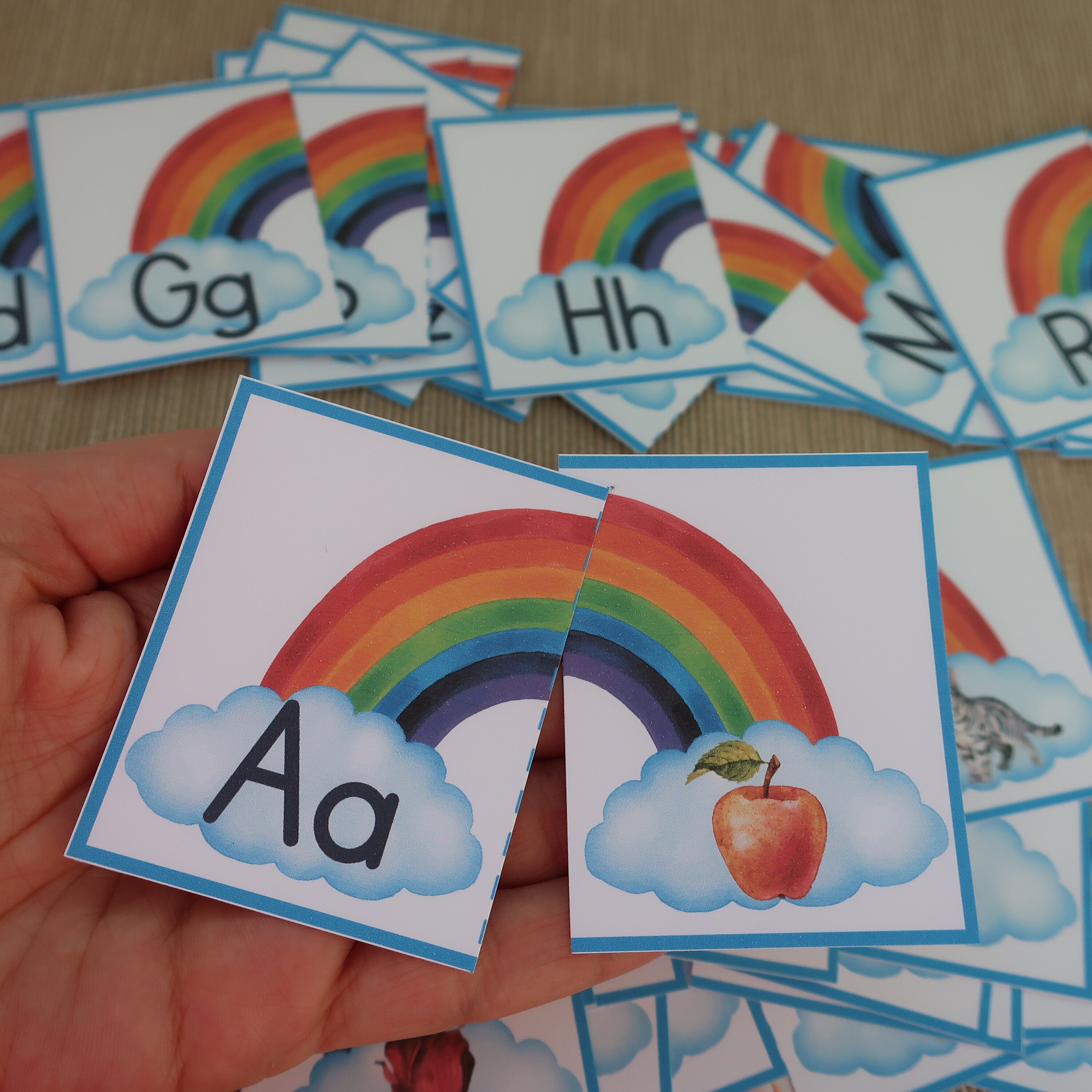 Phonics Matching Spring Printable Rainbow Puzzle Cards. - Etsy