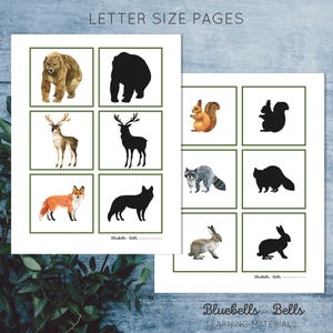 Woodland Animal Montessori Printable Shadow Matching Cards. Toddler ...