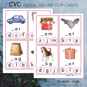Phonics Printable CVC Word Clip Cards. Beginning Sound Printable ...