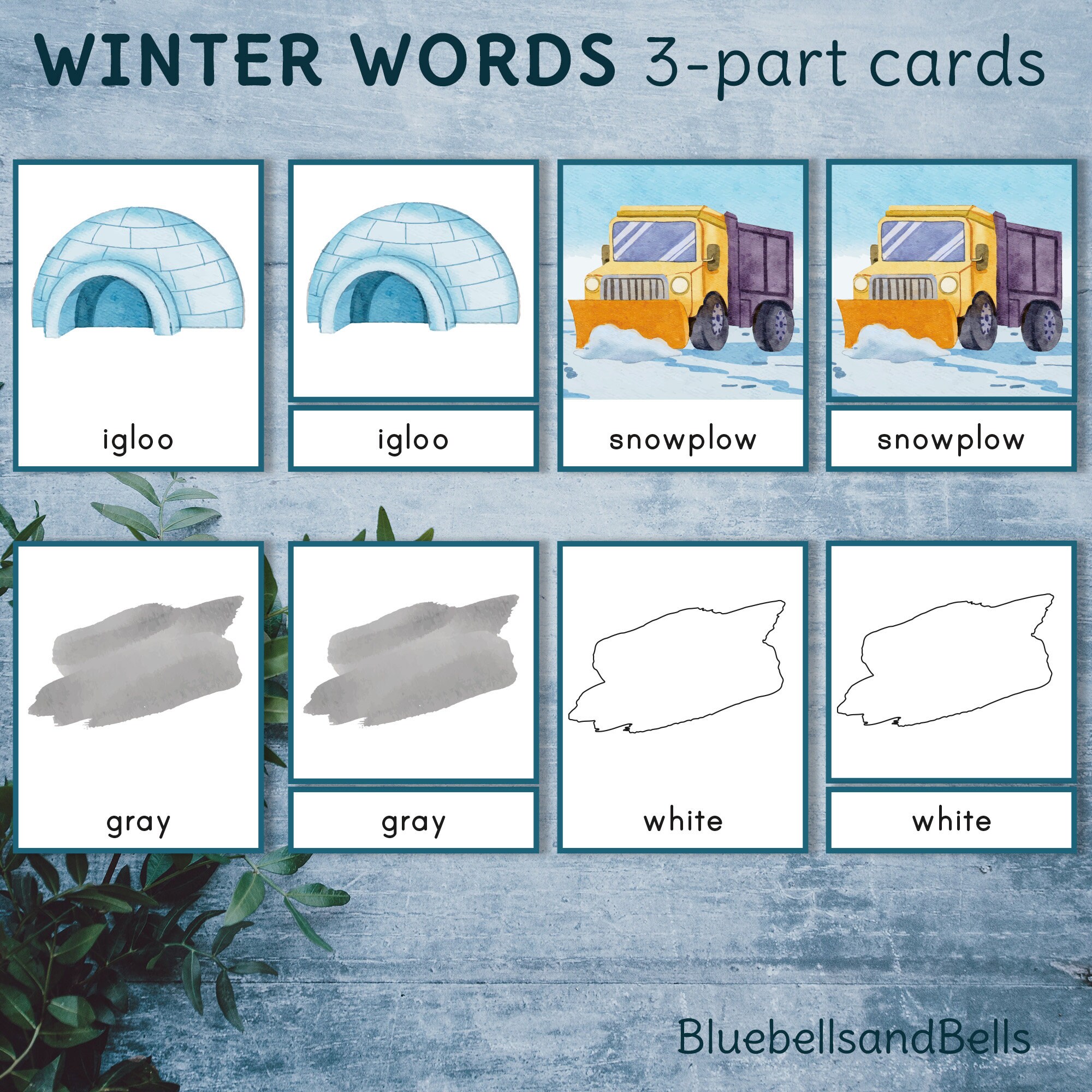 Winter Montessori Printable Vocabulary 3 Part Cards. Preschool - Etsy