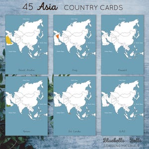 Asia Montessori Maps and Country Cards. Continent Study Printable. - Etsy