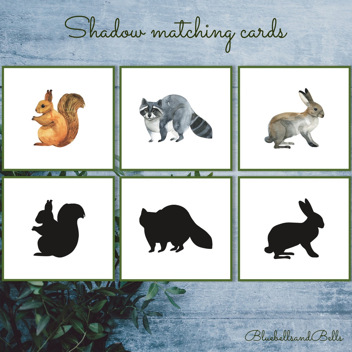 Woodland Animal Montessori Printable Shadow Matching Cards. | Etsy