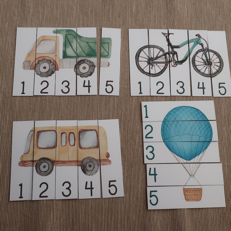 Toddler Puzzle Transport Number Sequnece 1-5. Printable | Etsy