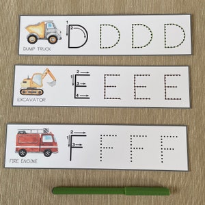 Transportation Alphabet Tracing Cards. Uppercase Letters Handwriting ...
