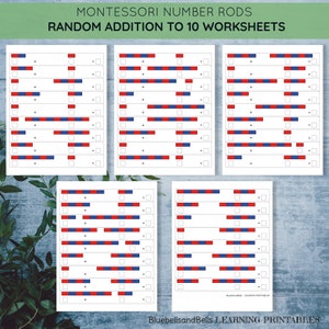 Montessori Addition Worksheets Number Rods. Kindergarten and 1st Grade ...