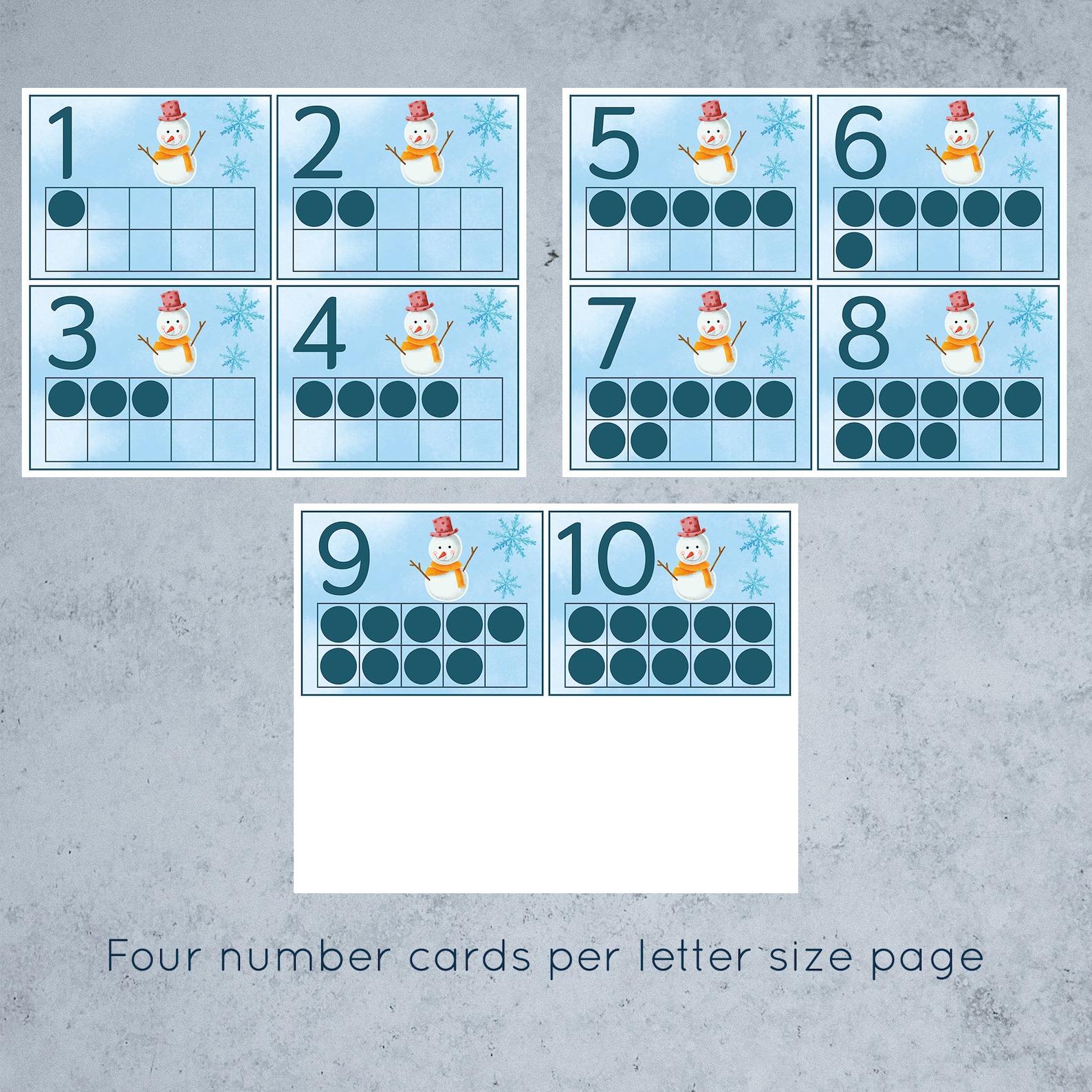 Snowman Number Cards and Counting Mats 1-10. Montessori Winter - Etsy