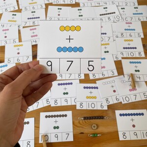 Montessori Addition Colored Beads Clip Cards. Montessori Printable Math ...