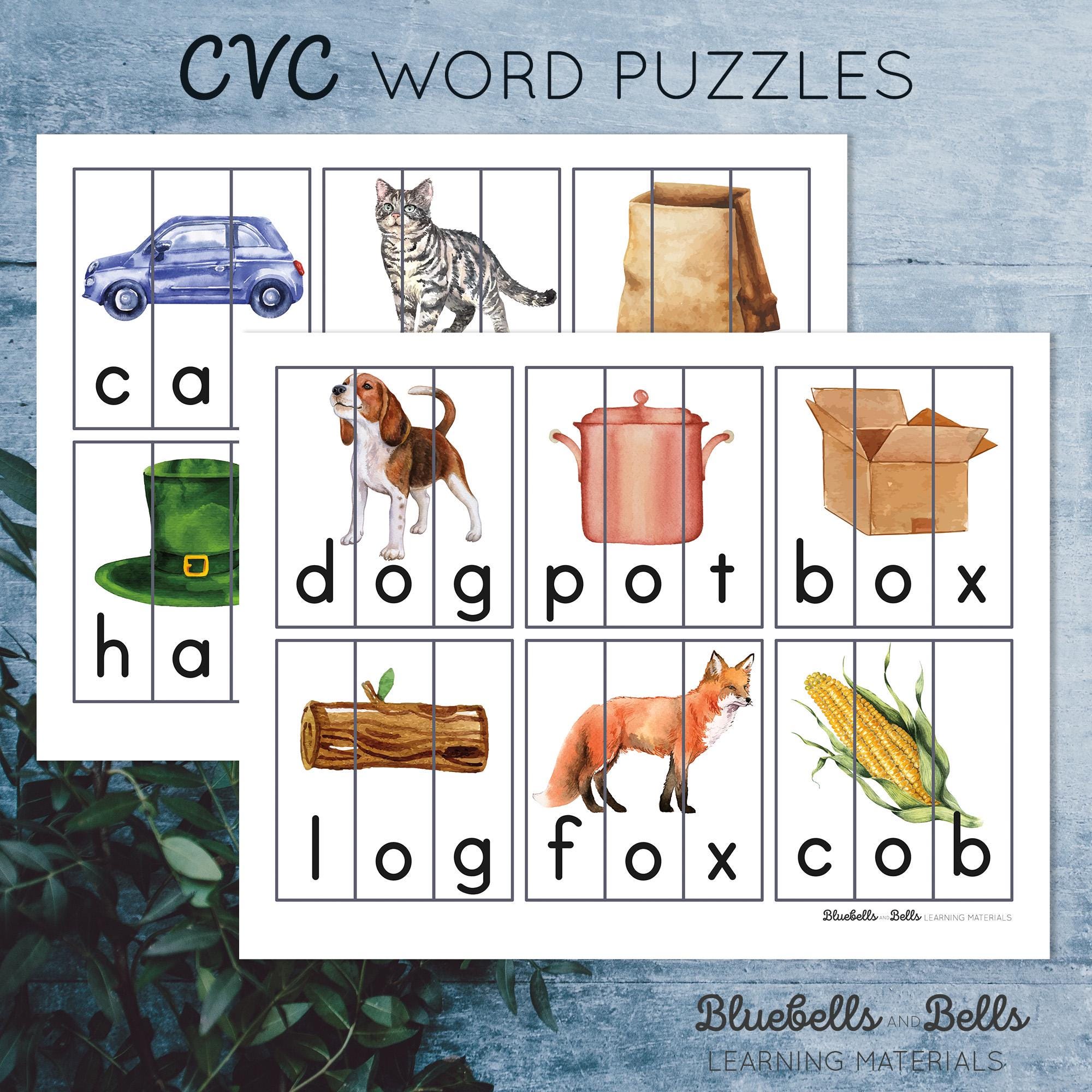 Phonics Preschool Printable CVC Word Puzzles. Montessori Toddler ...