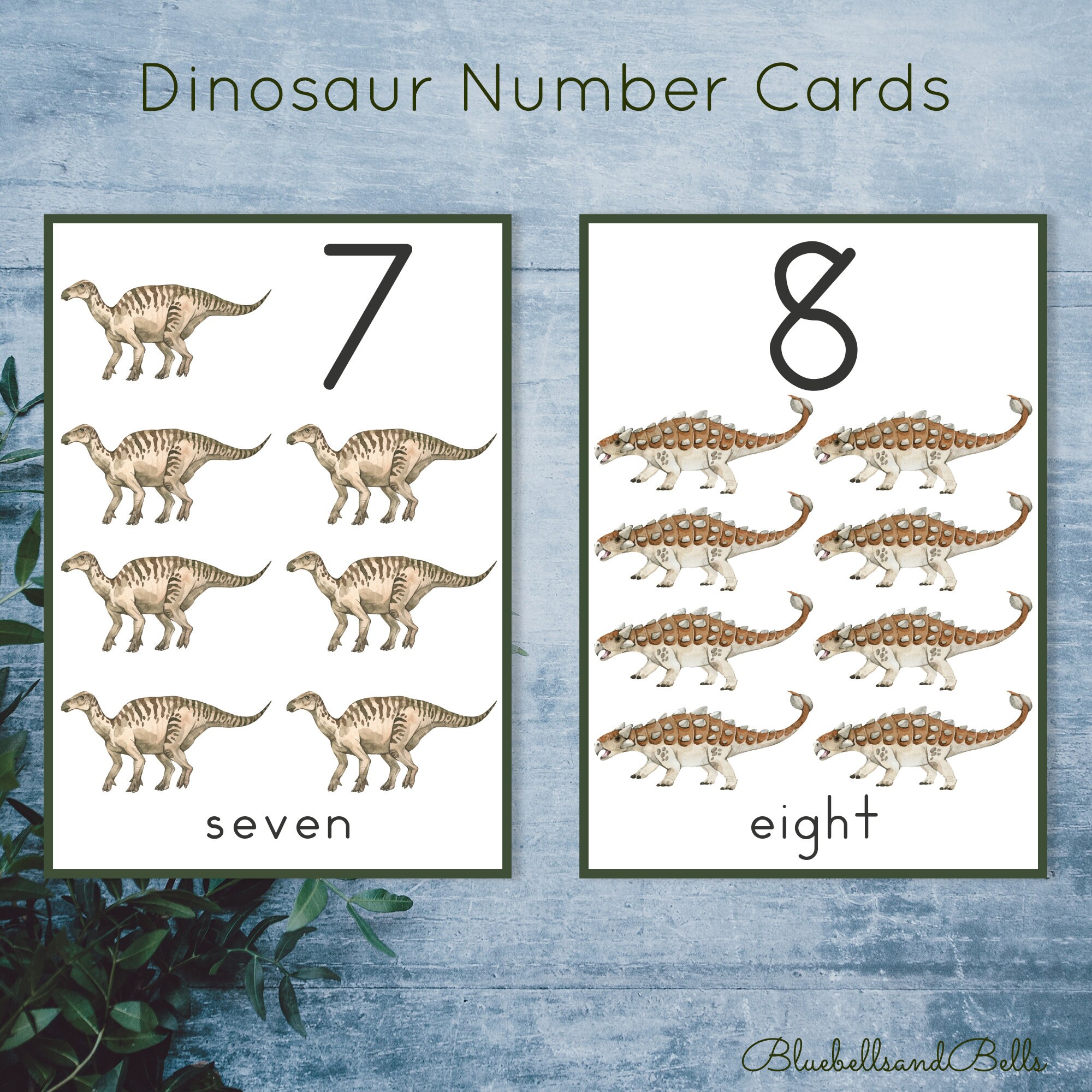 Dinosaur Counting Cards. Printable Dino Number Flash Cards. - Etsy