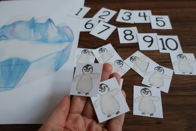 Counting Penguins Montessori Winter Printable. Preschool | Etsy