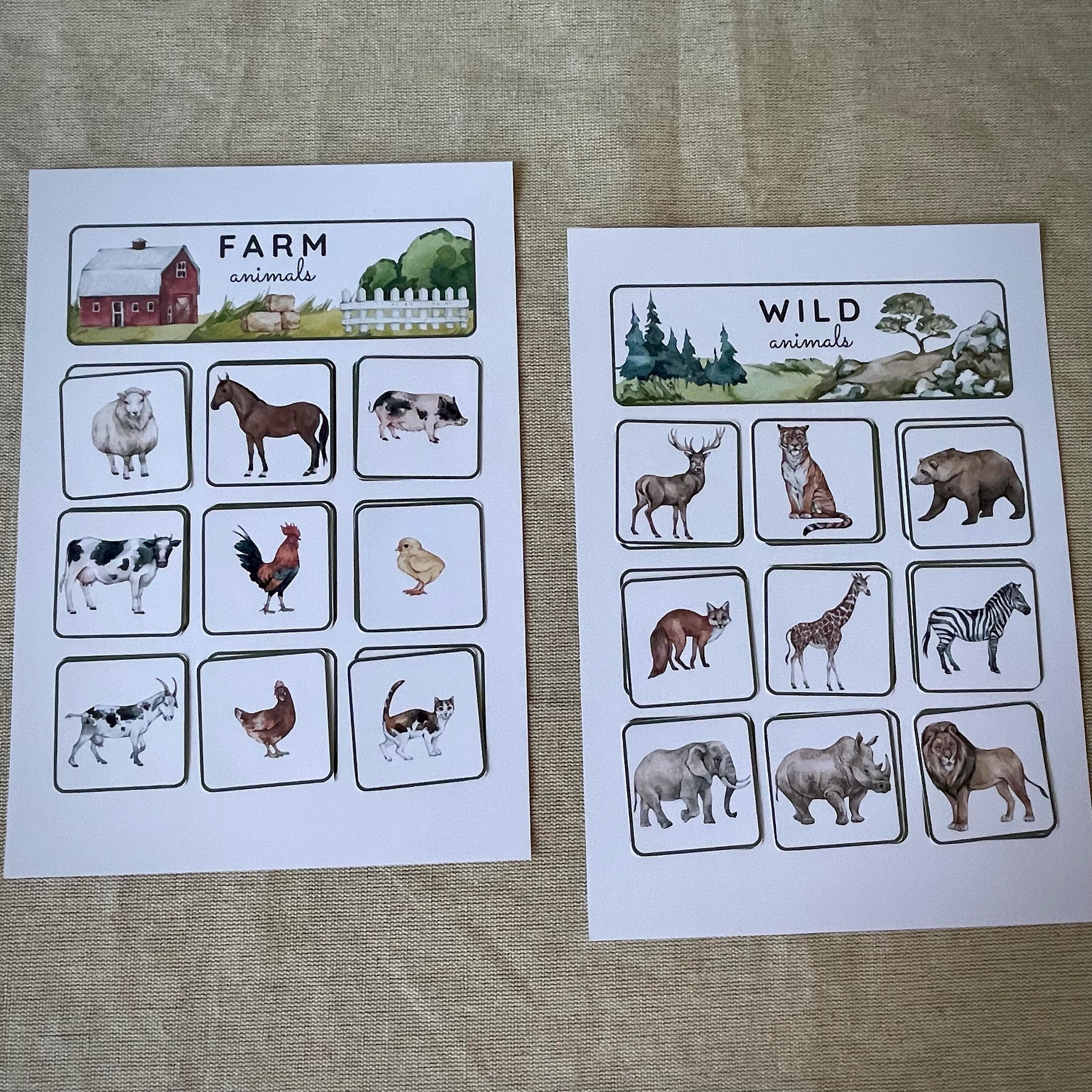Animal Sorting Activity Farm and Wild. Montessori Toddler and Preschool ...