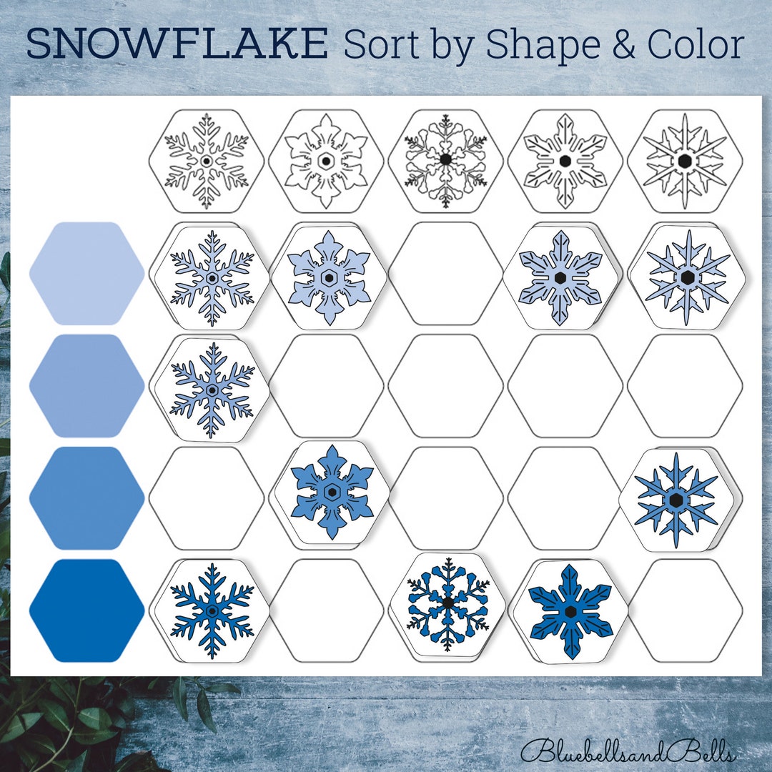 Winter Montessori Printable Snowflake Sorting Activity. Sort by Color ...