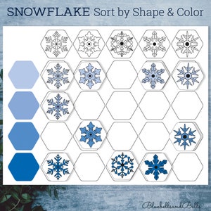 Winter Montessori Printable Snowflake Sorting Activity. Sort by Color ...