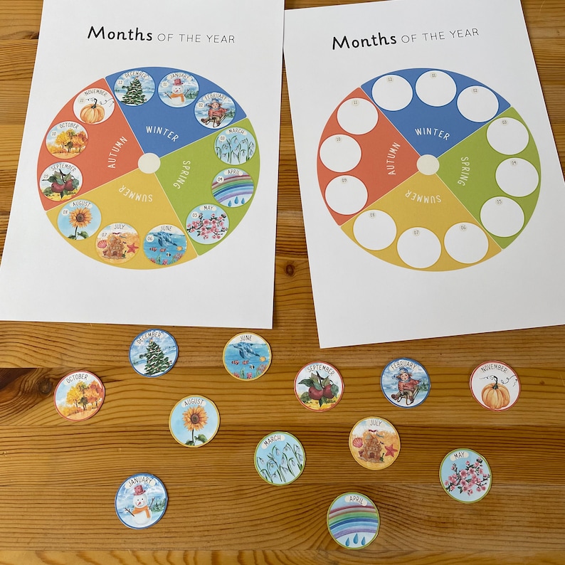 Months of the Year Wheel Printable for Preschool and Kindergarten ...