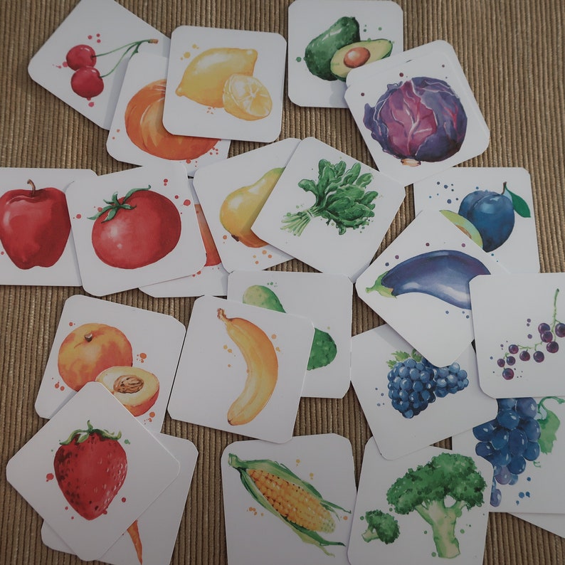 Color Matching Printable Fruits and Veggies. Toddler Sorting Activity ...