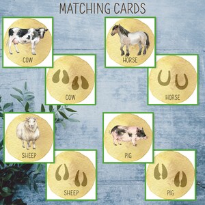 Farm Animal Tracks Flashcards. Montessori Spring Printable. Preschool ...
