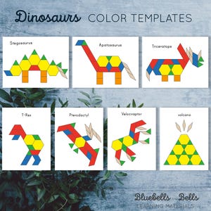 Dinosaur Pattern Blocks Printable Templates. Preschool and Kindergarten ...