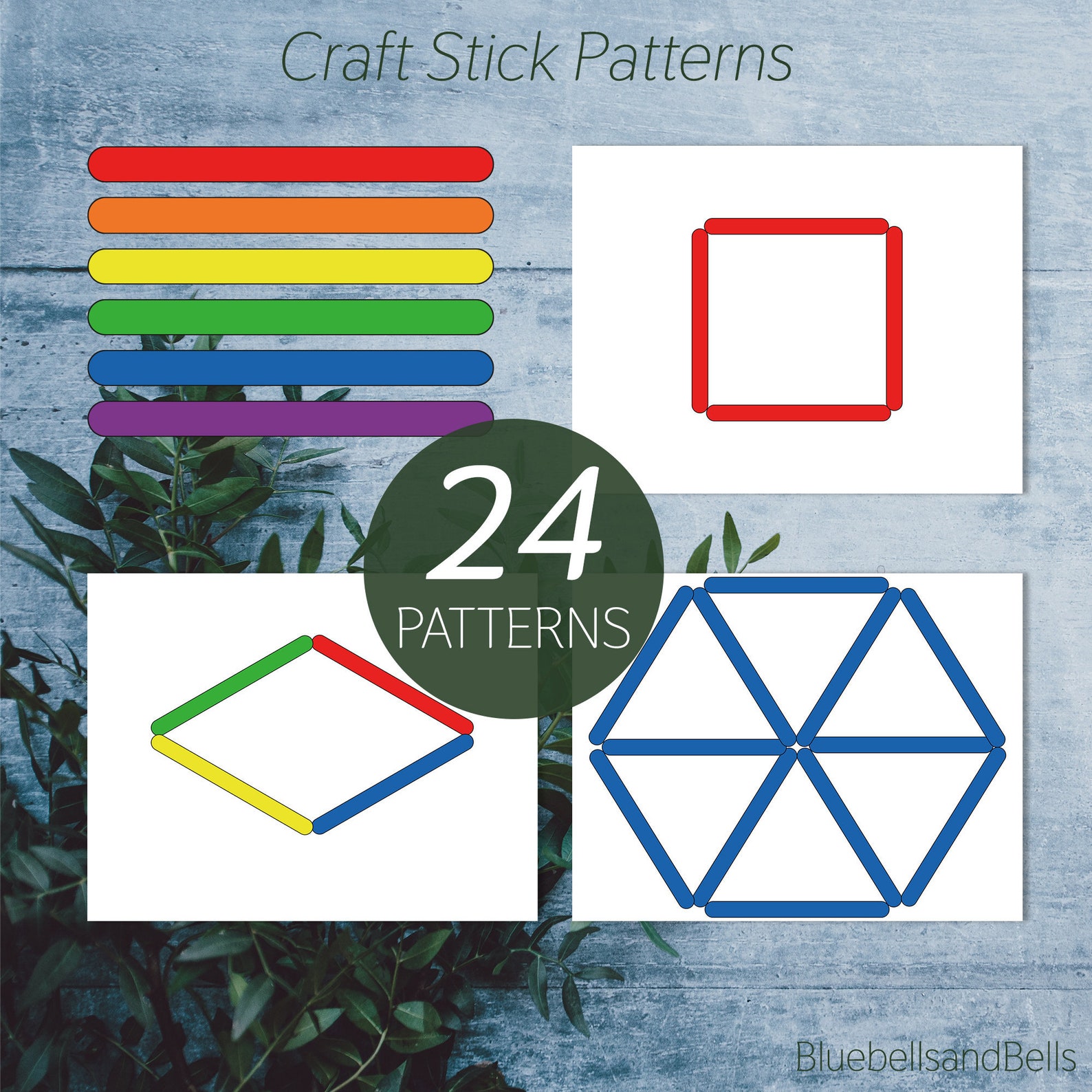 Craft Stick Patterns. Preschool Shape Matching Game. - Etsy