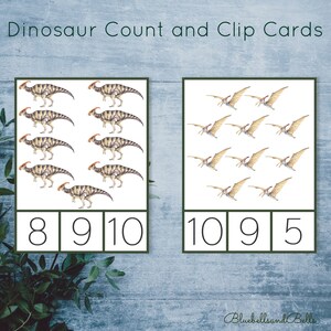 Dinosaur Count and Clip Cards 1-10. Preschool Montessori Math Printable ...