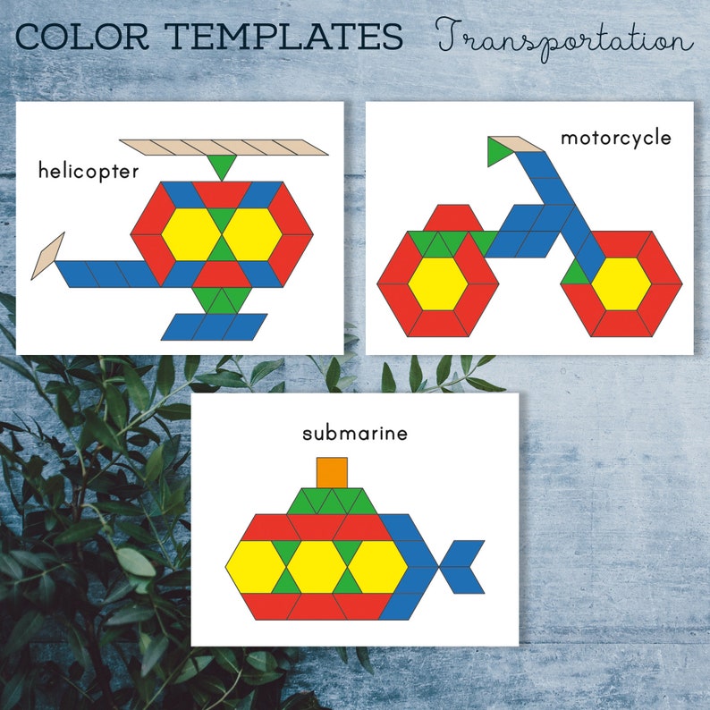 Transportation Pattern Blocks Templates. Preschool and - Etsy