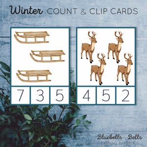 Winter Preschool Printable Count and Clip Cards. Christmas Kids ...