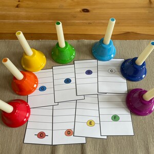Montessori Music Handbells Printable Musical Notes Poster and Cards - Etsy