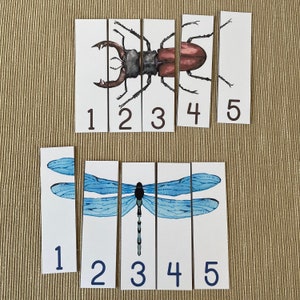 Insects Puzzle Number Sequence 1-5. Toddler Montessori Printable Busy ...