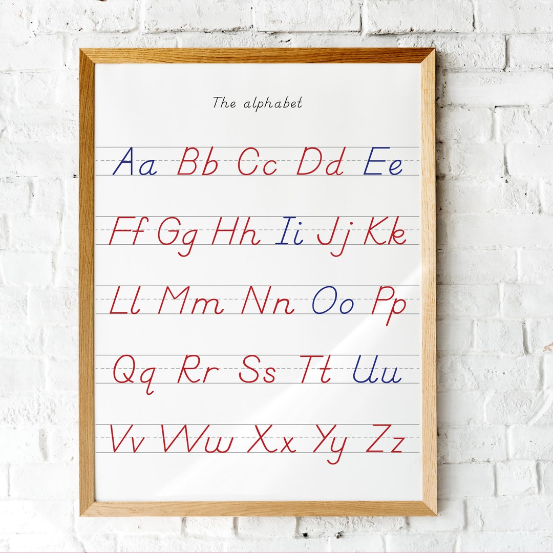 Montessori D'nealian Style Alphabet Poster Manuscript. - Etsy