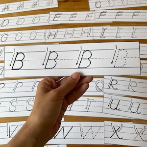 Uppercase Alphabet Tracing D'nealian Font. Letter Formation Preschool ...