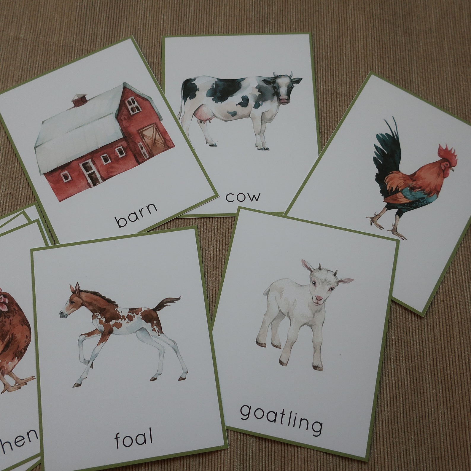 Farm Animals Flashcards. Toddler Watercolor Digital Cards. | Etsy