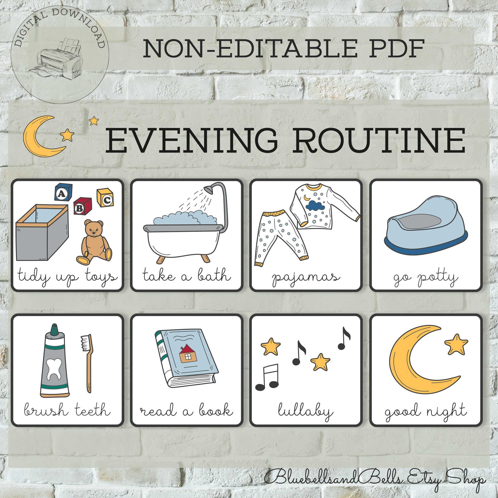 Toddler Routine Chart Poster Morning and Evening. Toddler - Etsy