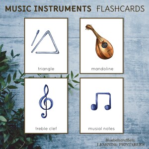 Musical Instrument Flashcards. Preschool and Kindergarten Watercolor ...