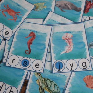 Ocean Animal Printable Phonics Clip Cards. Beginning Sound Activity ...