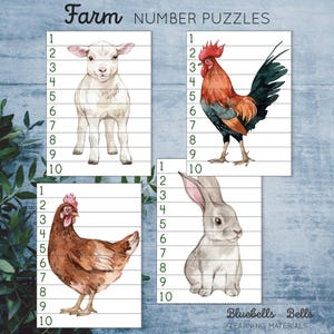 Farm Animal Number Sequence Puzzles 1-10. Preschool Math Printable ...