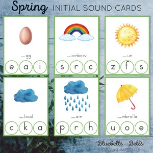 Spring Montessori Printable Phonics Clip Cards. Beginning Sound ...