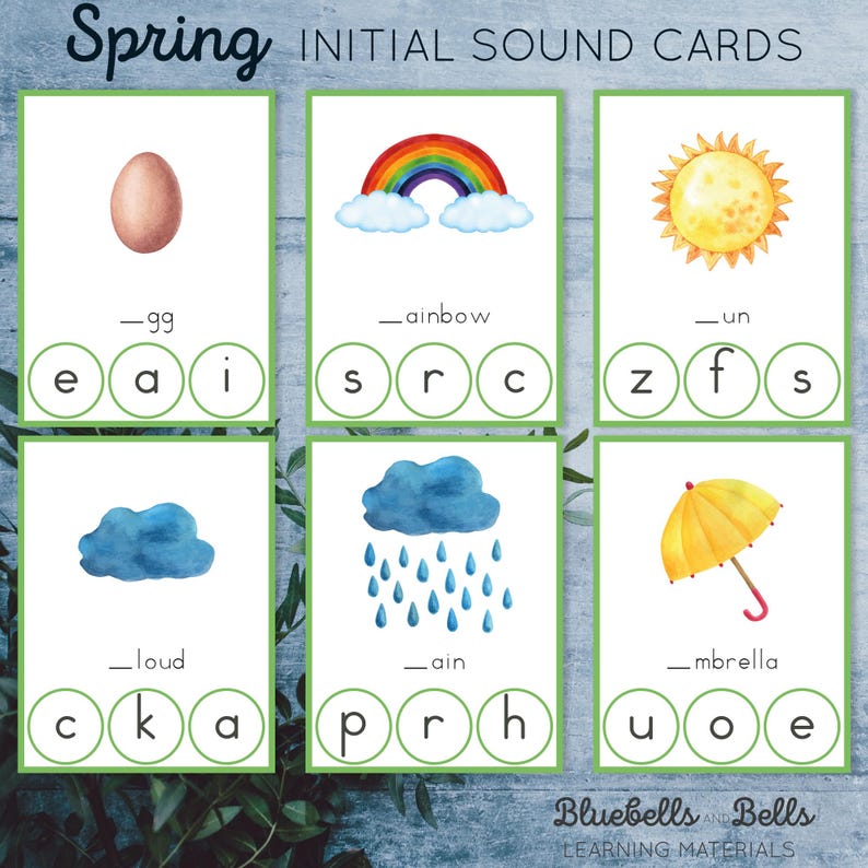Spring Montessori Printable Phonics Clip Cards. Beginning Sound ...
