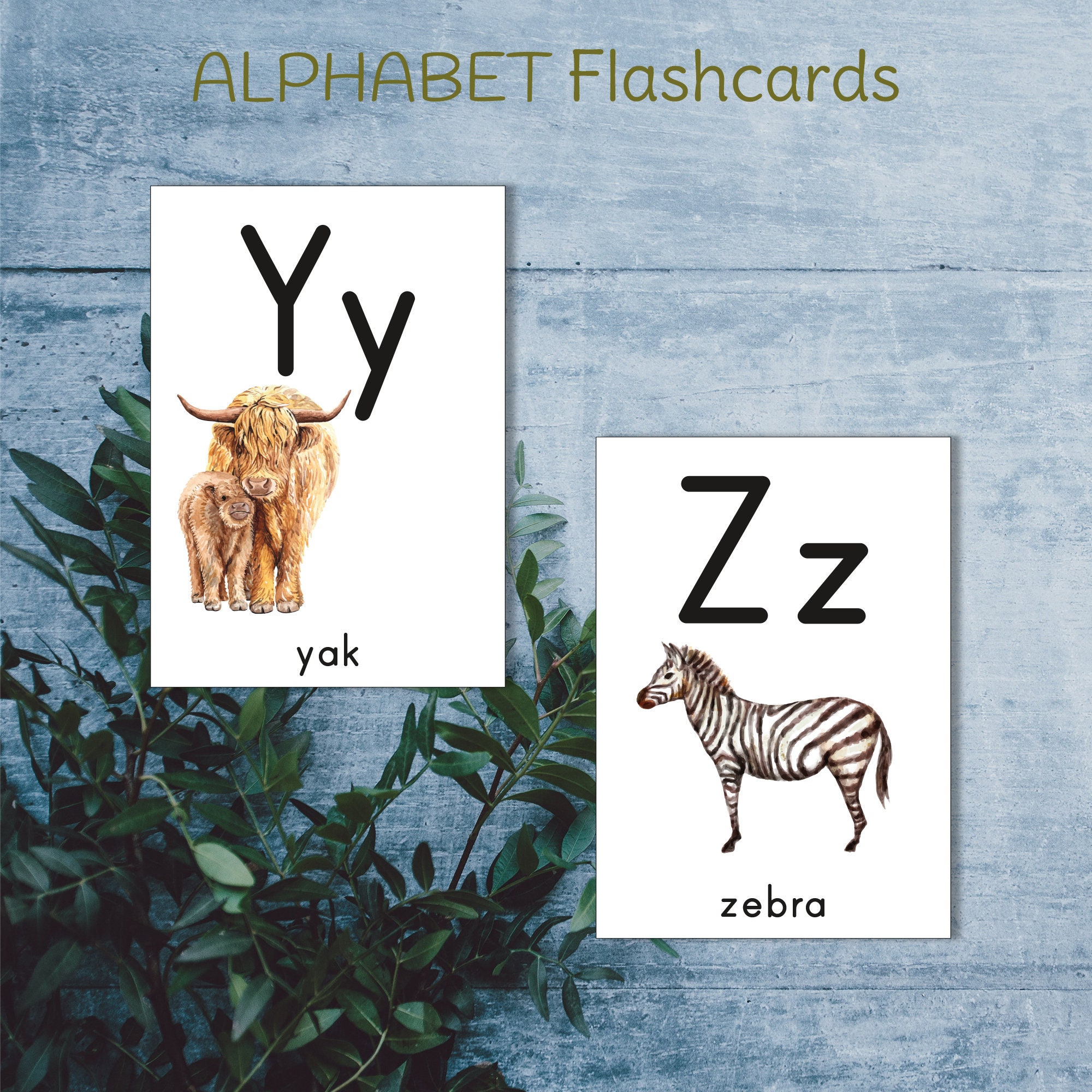 Alphabet Printable Flashcards. Toddler Watercolor Letter - Etsy