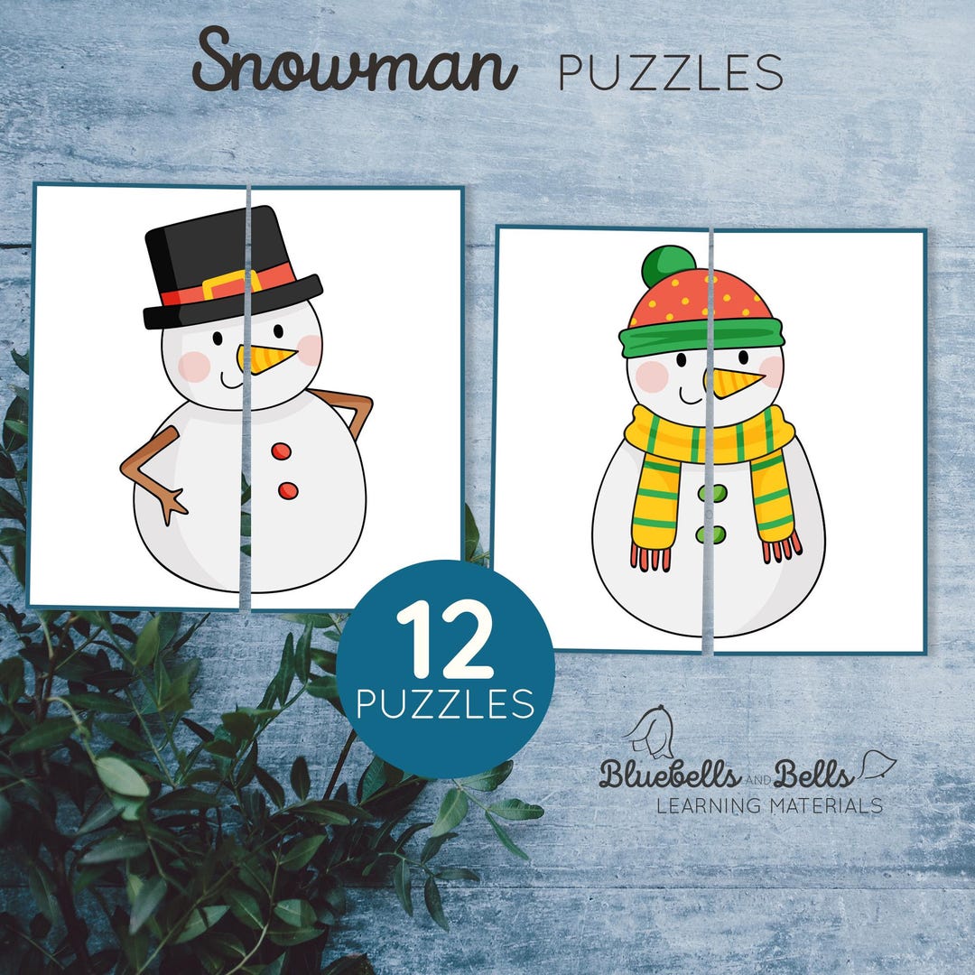 Snowman Printable Puzzles for Toddlers and Preschoolers. Winter ...