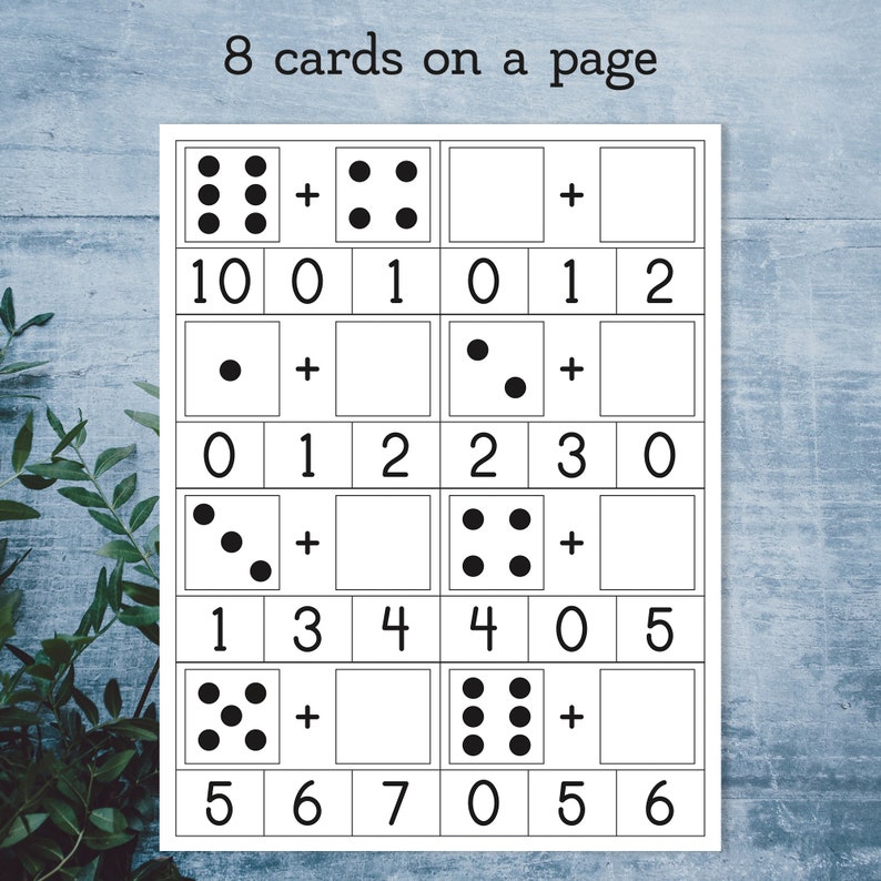 Addition Printable Clip Cards. Preschool Math Worksheets. - Etsy