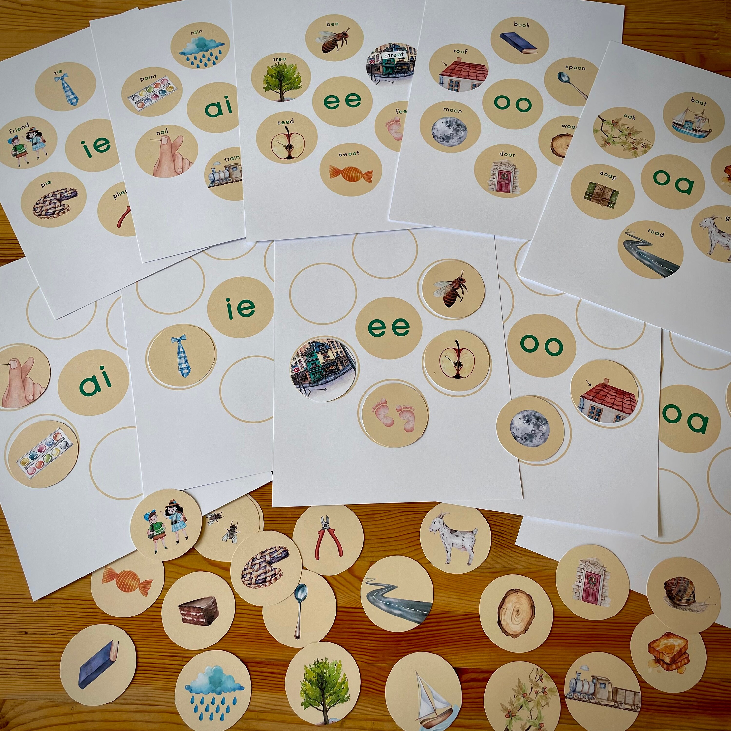 Digraph Posters Vowels. Montessori Green Series Phonics Matching ...